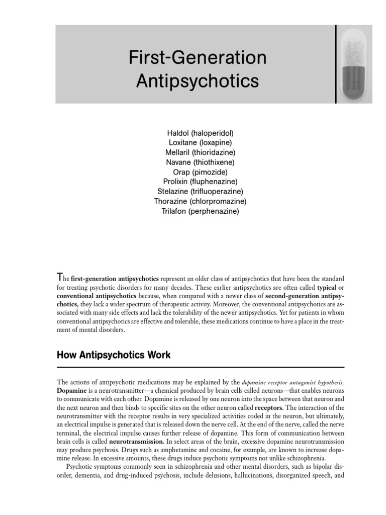 First Generation Antipsychotic | PDF | Antipsychotic | Psychosis