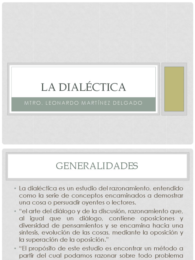 LA DIALÉCTICA | Dialéctico | Proposición