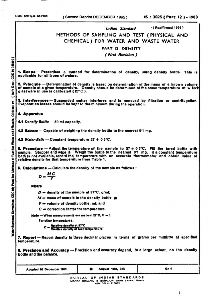 is-3025-part-12-1983-method-of-sampling-test-for-water-waste