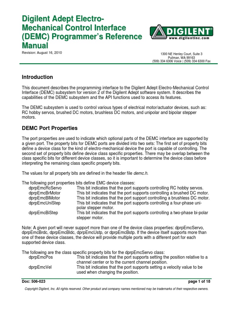 DEMC Programmer's Reference Manual | PDF | Application Programming Interface | Acceleration