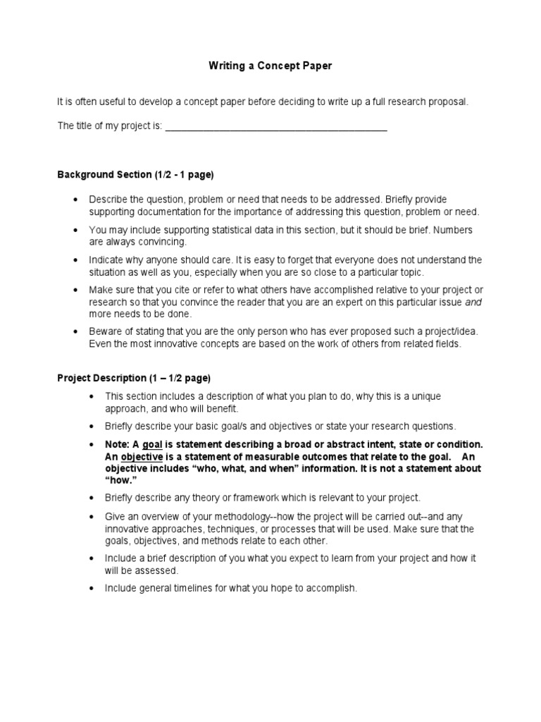 Writing A Concept Paper | PDF | Goal | Concept