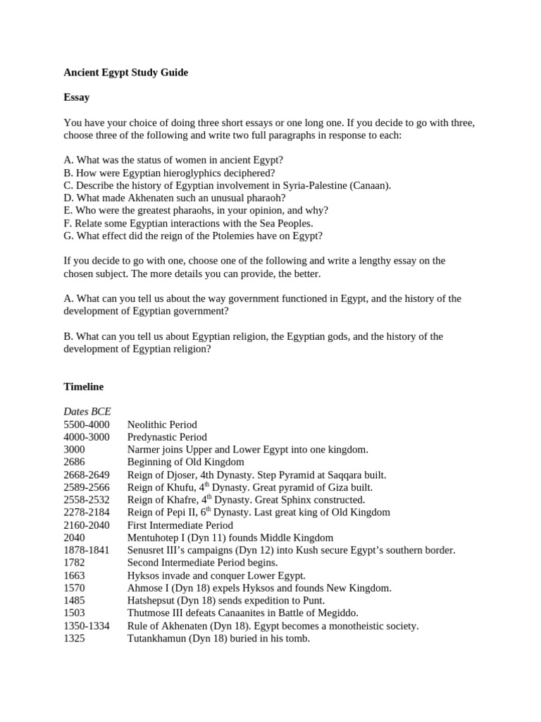 Egypt Study Guide | PDF | Ancient Egypt | Ancient Egyptians