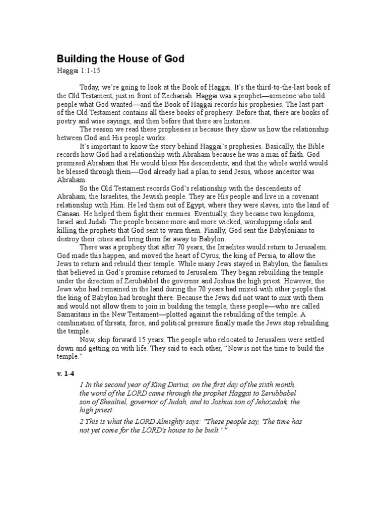 Rebuilding the House of God: Haggai 1 Insights | PDF | Religious ...