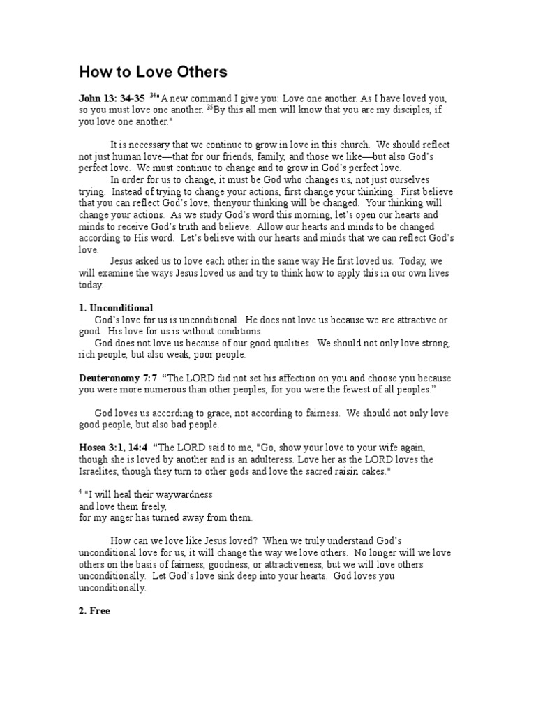 How To Love Others (Sermon) | PDF | Sermon | Love