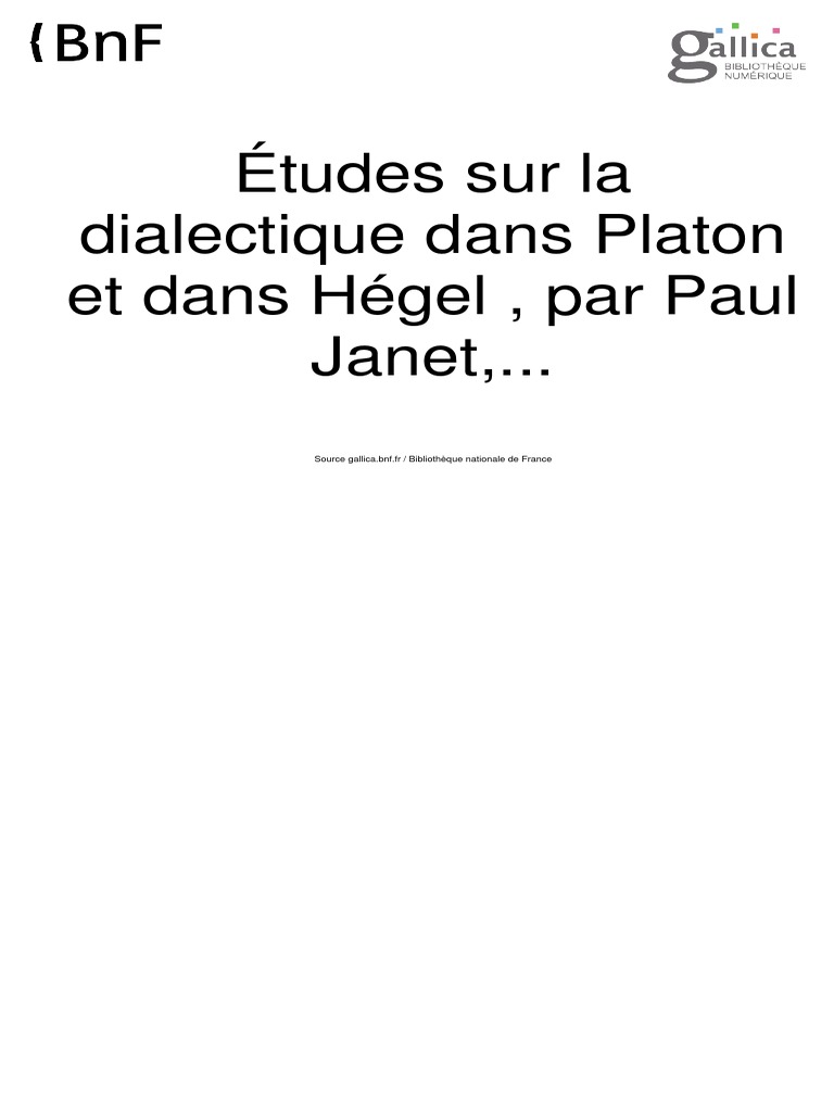 Paul Janet - La Dialectique Chez Platon Et Hegel | PDF | Métaphysique ...