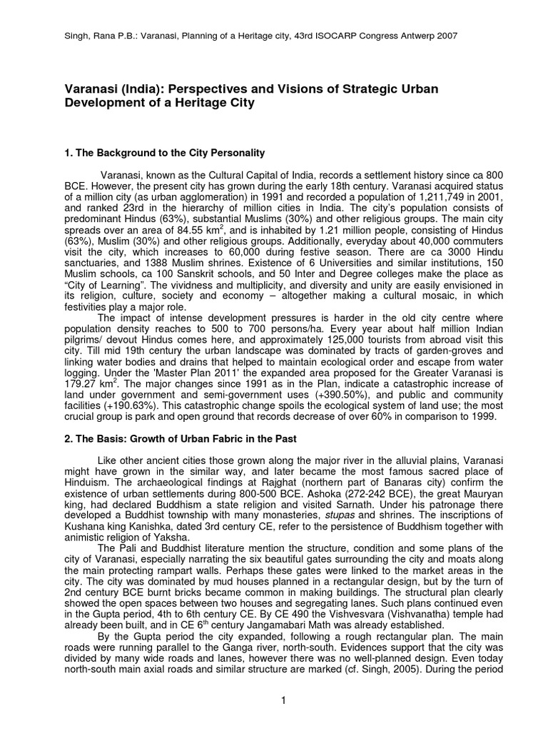 Varanasi: Heritage City Planning Insights | PDF | Religion And Belief