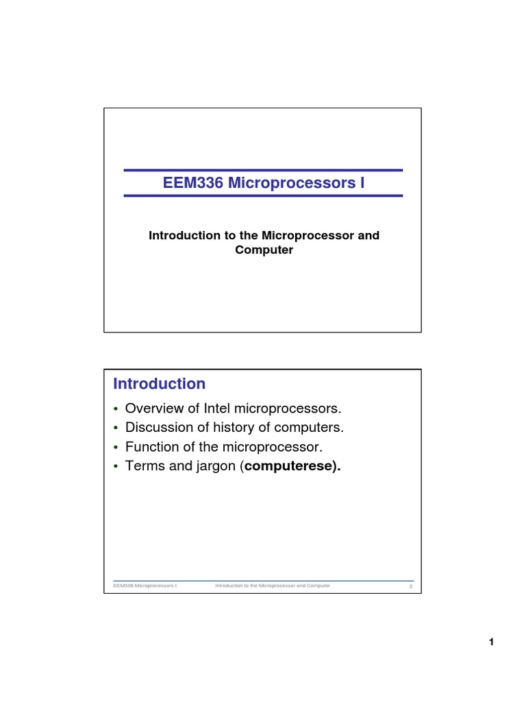 Eem336 01 Introduction To The Microprocessor And Computer Pdf Microprocessor Binary
