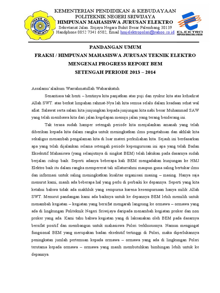 Contoh Pandangan Umum Fraksi HMJ | PDF