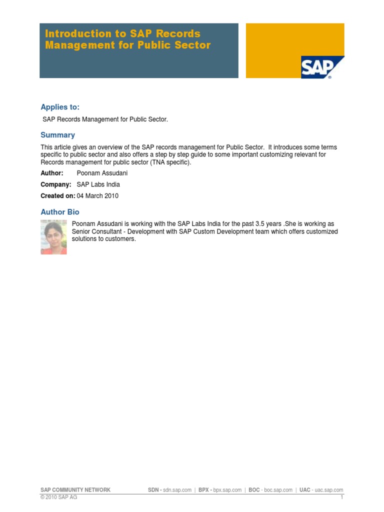 Introduction To SAP Records Management For Public Sector | PDF ...