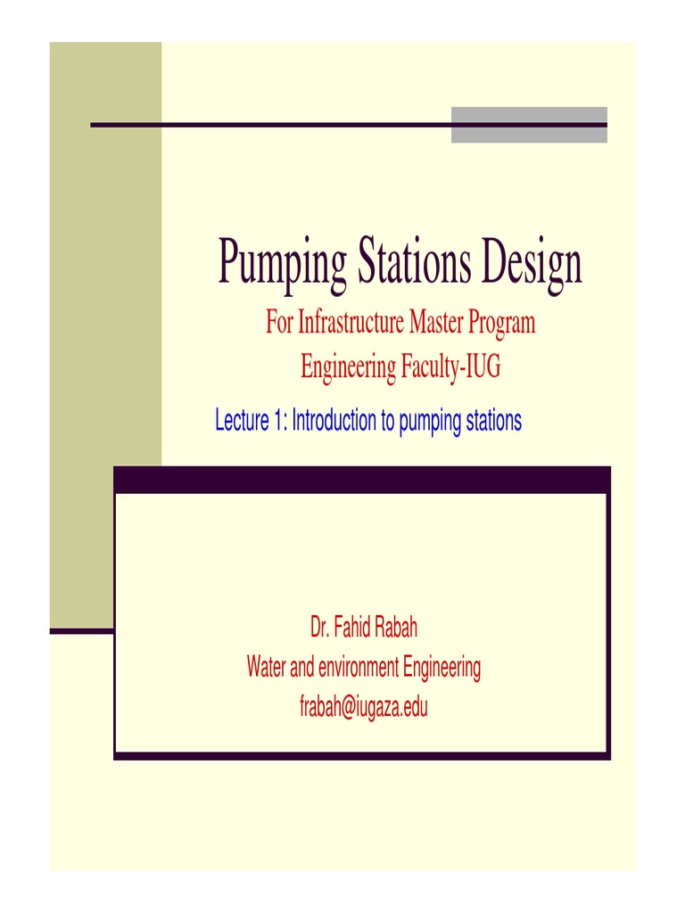 Pumping Stations Design Lecture 1 | PDF | Pumping Station | Pump