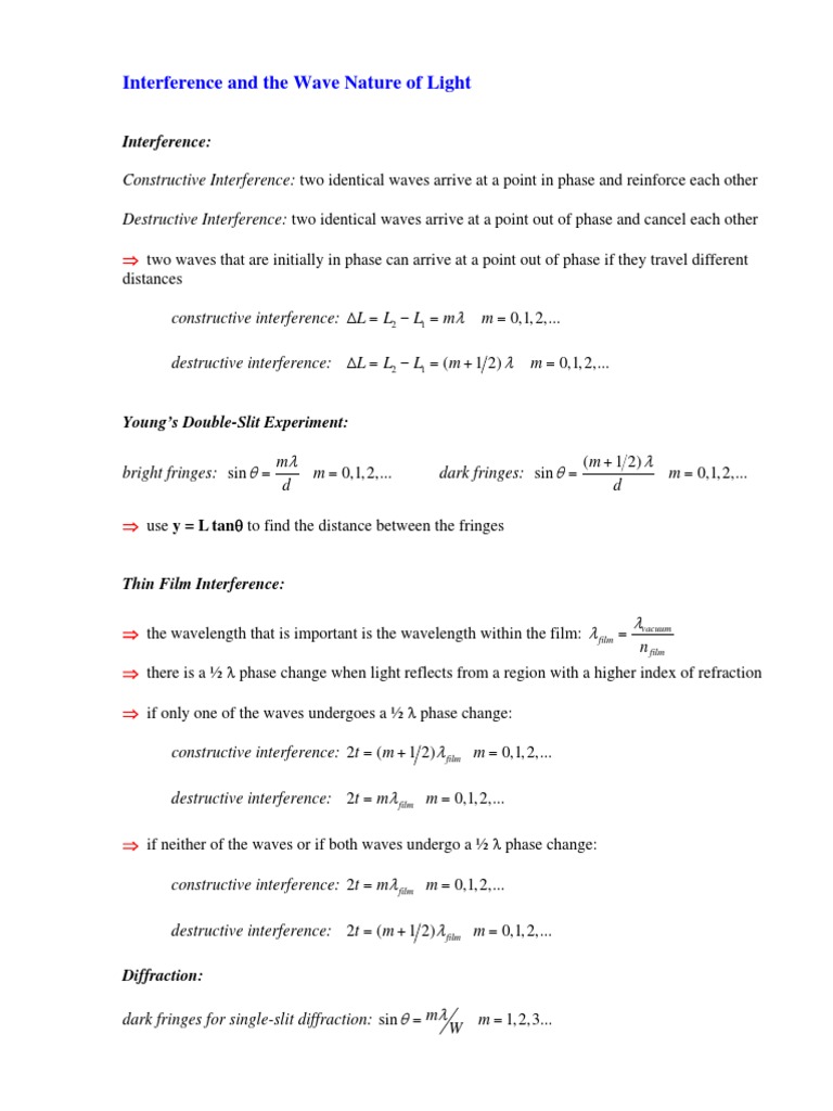 Interference Wave Nature | PDF | Science & Mathematics