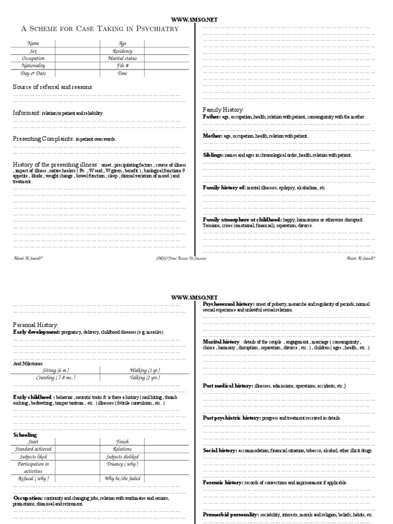 Psychiatry HX Taking | PDF | Mental And Behavioural Disorders | Applied ...