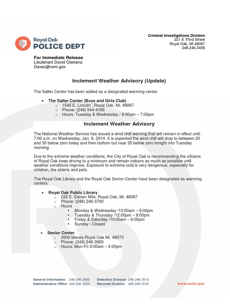 Winter Weather Advisory Update | PDF | Hvac | Weather