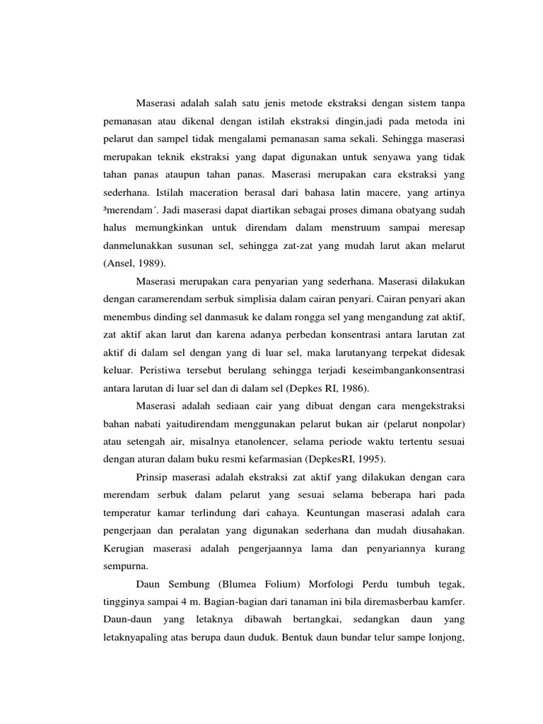 Maserasi Adalah Salah Satu Jenis Metode Ekstraksi Dengan Sistem Tanpa ...
