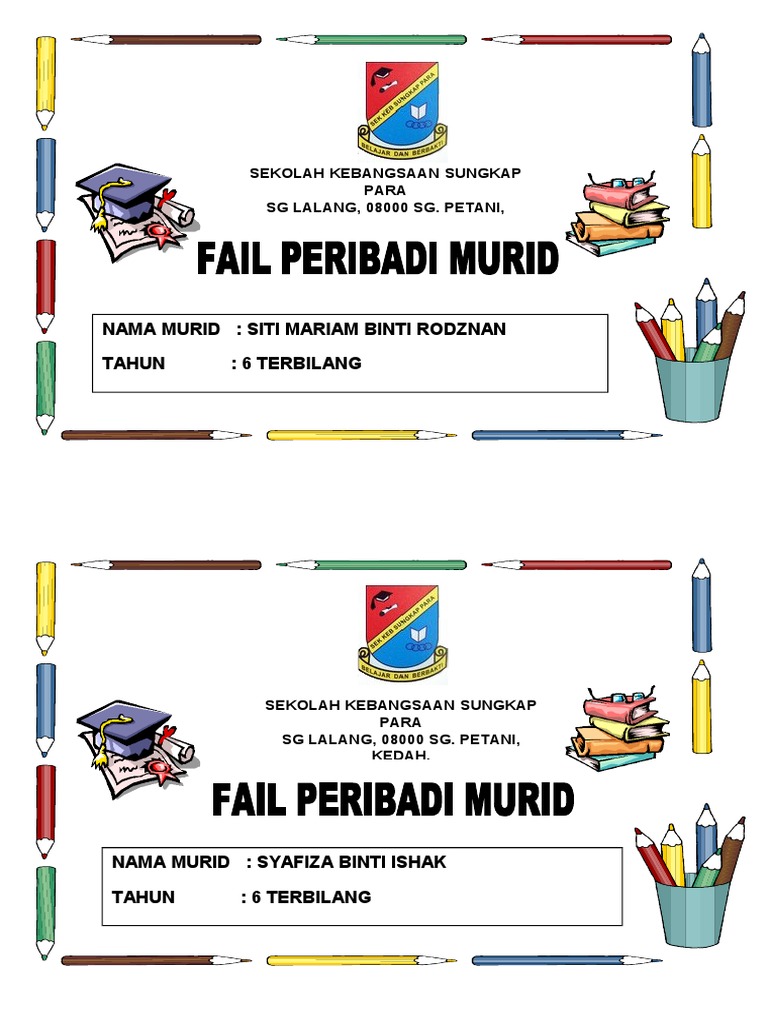 Cover Fail Peribadi Murid t6 | PDF | Gaya Hidup