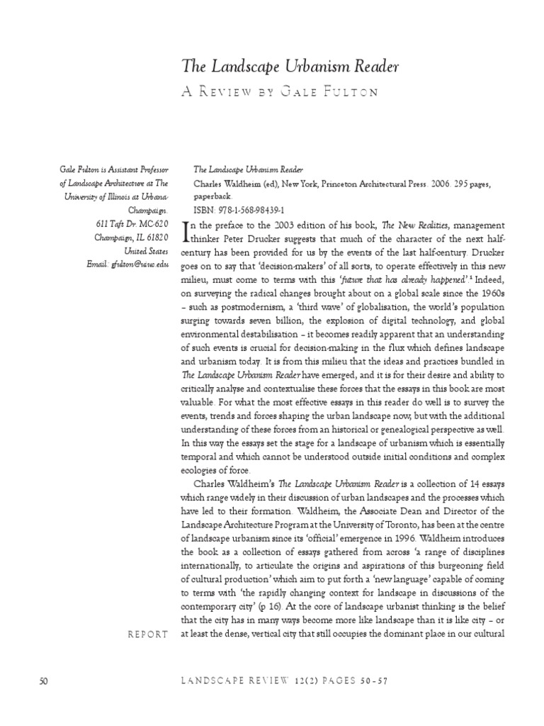 Landscape Urbanism Essays Review | PDF | Landscape | Interdisciplinarity