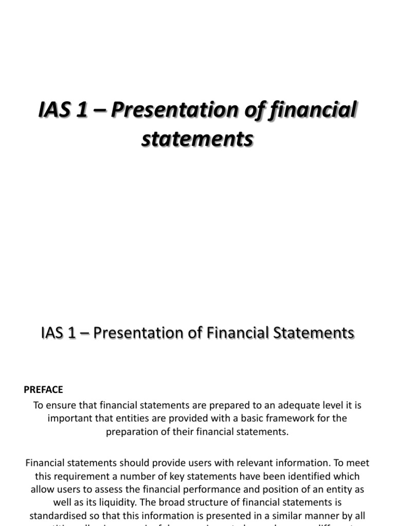 IAS 1 – Presentation of financial statements