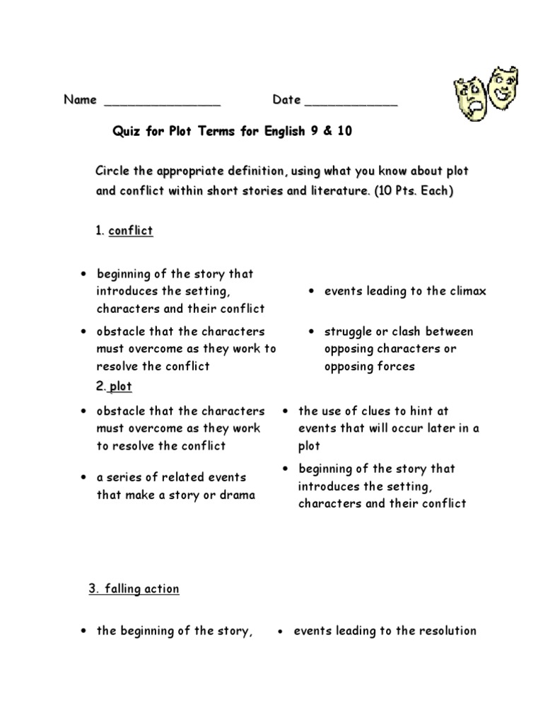 ENg 9-10 Plot Quiz-Revised | PDF | Plot (Narrative) | Cognition