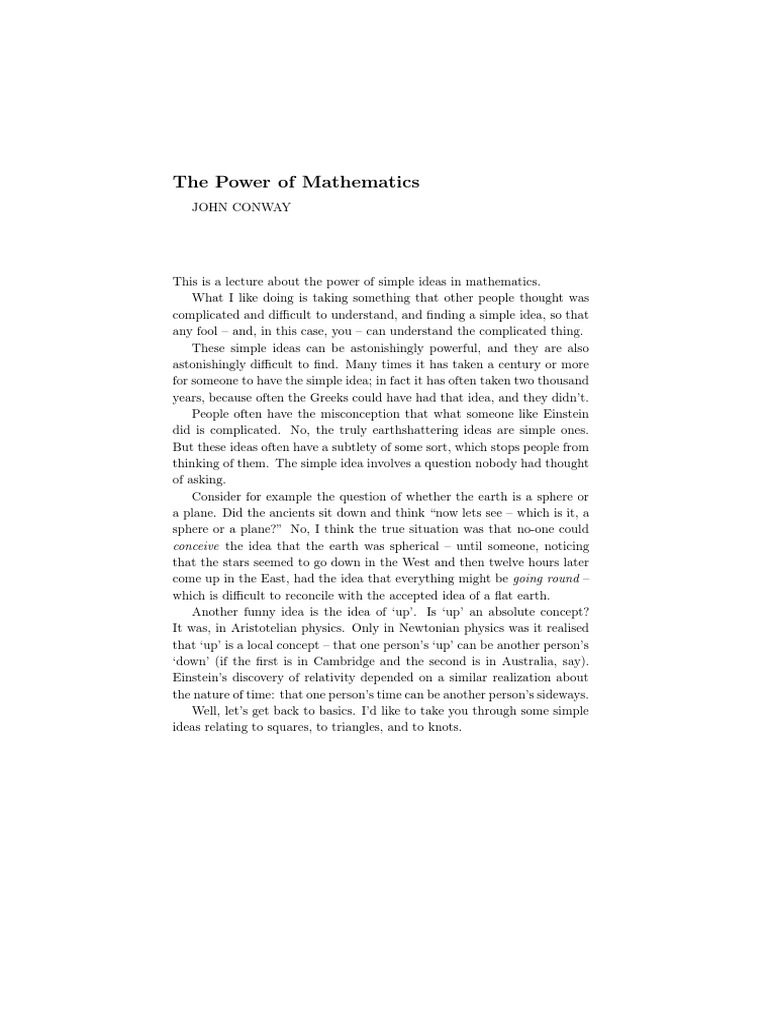 Conway, John - The Power of Mathematics | PDF | Triangle | Angle