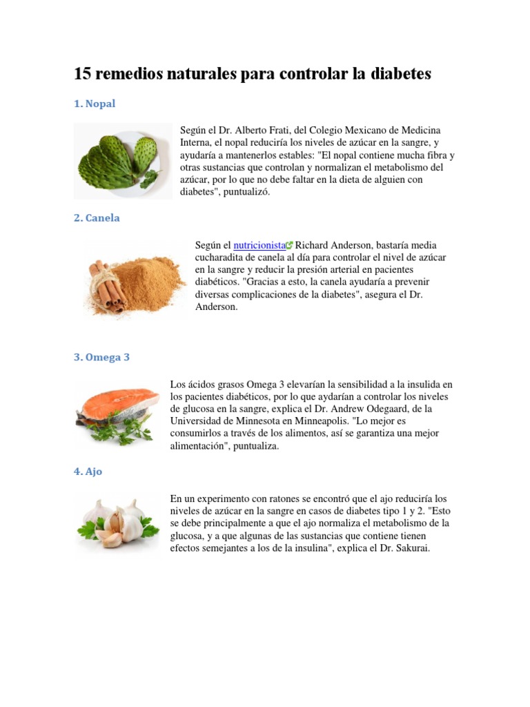 15 Remedios Naturales para Controlar La Diabetes BY FRC | PDF ...