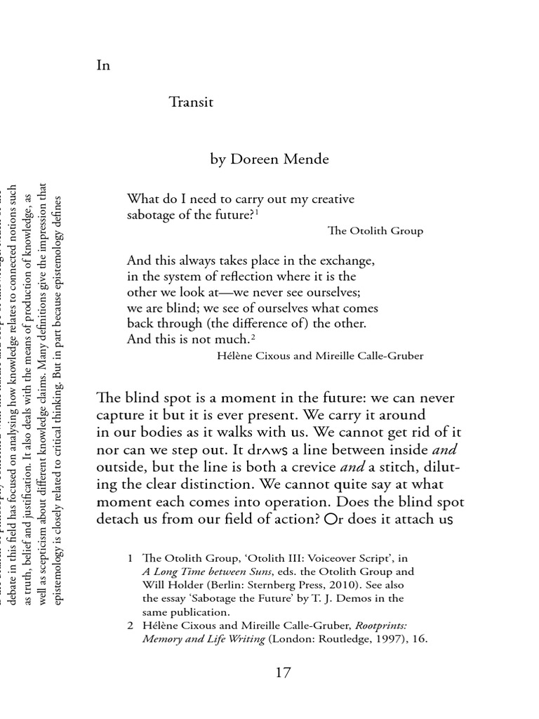 Doreen Mende, "In Transit," In: Katja Gretzinger (Ed.), Blind Spot. in ...