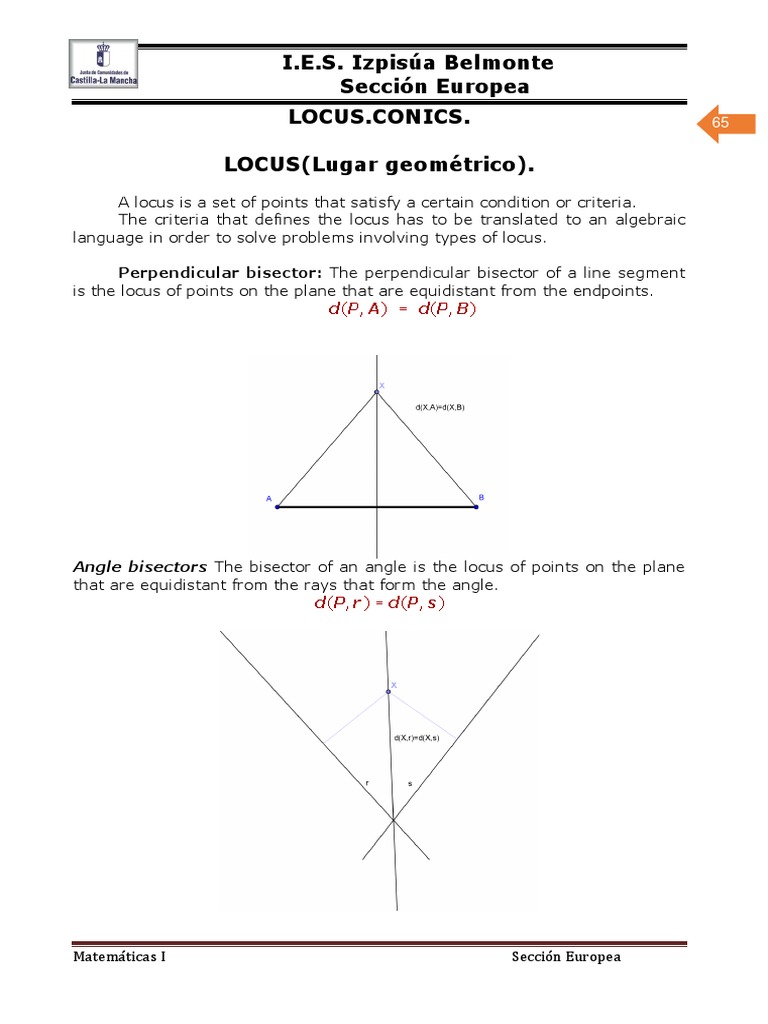 Math Locus and Conic Sections Notes | PDF | Ellipse | Circle