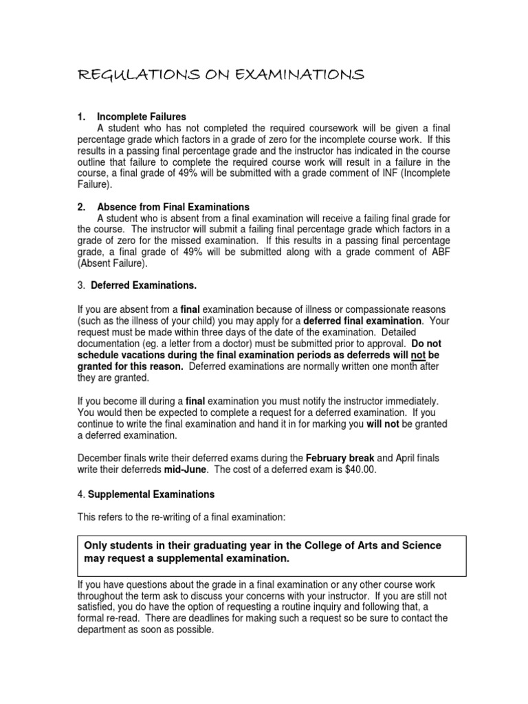 Regulations On Examinations Regulations On Examinations Regulations On ...