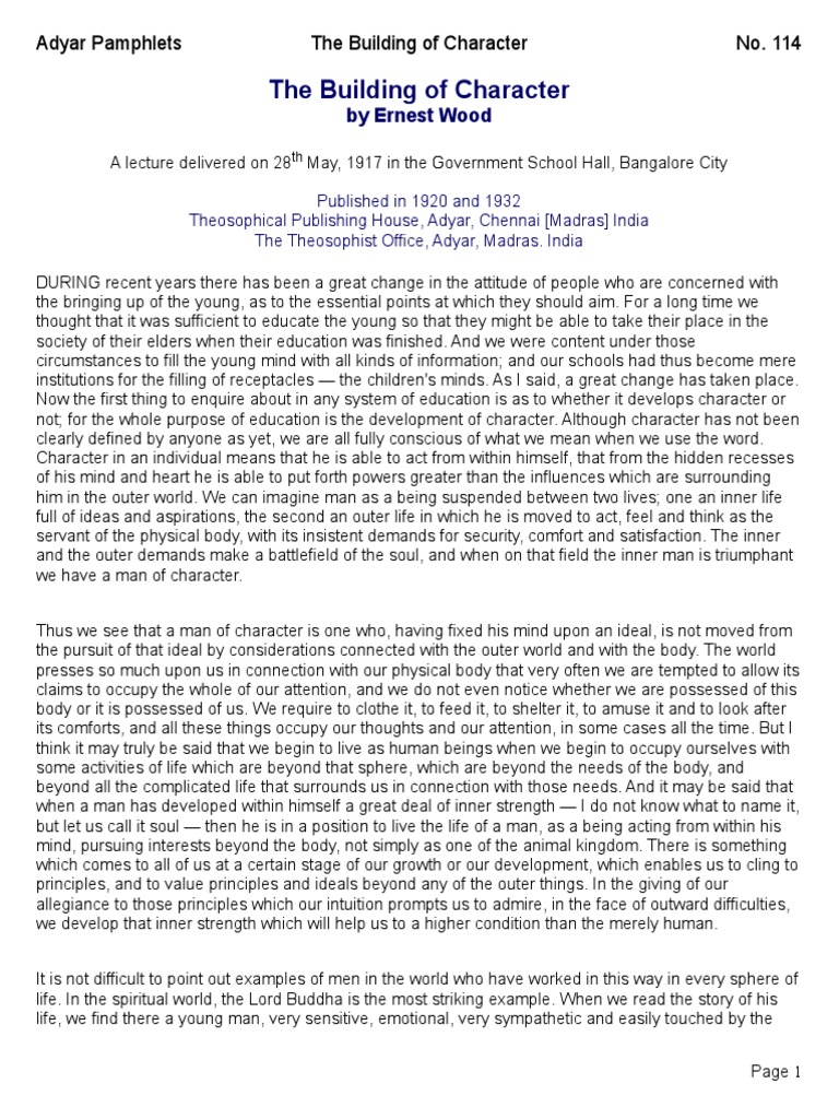 Character Building by Ernest Wood | PDF | Courage | Anger