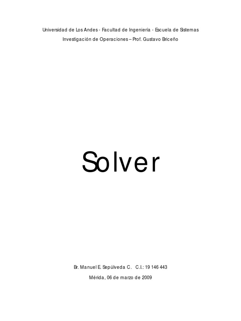 Guía de Uso de Solver en Excel | PDF | Hoja de cálculo | Optimización Matemática