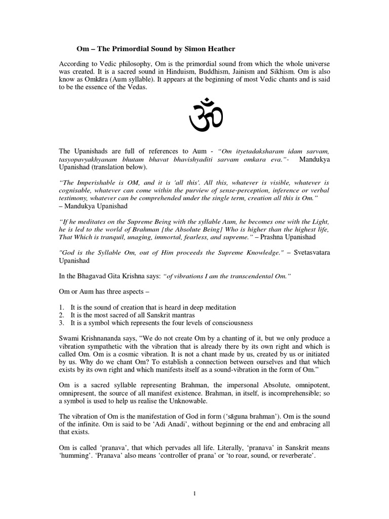 Om - The Primordial Sound | PDF | Religious Philosophical Concepts ...