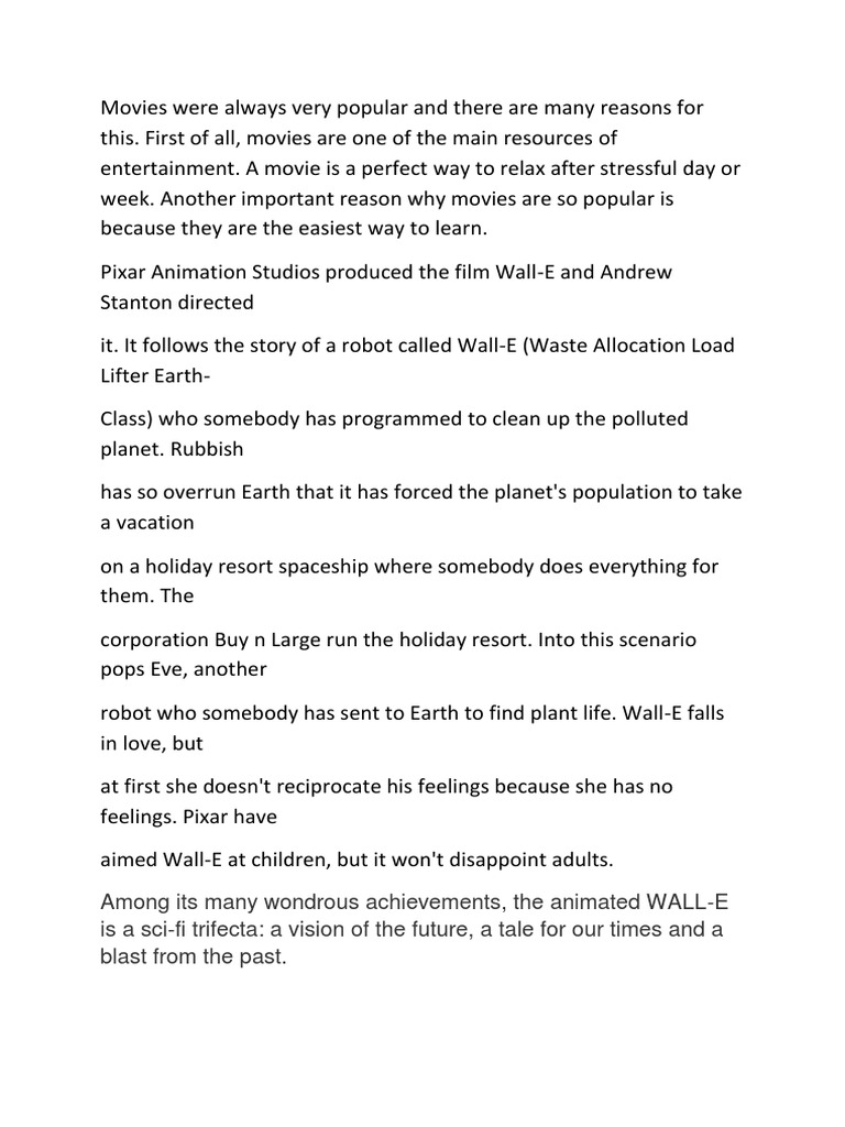 Wall e | PDF | Leisure | Nature