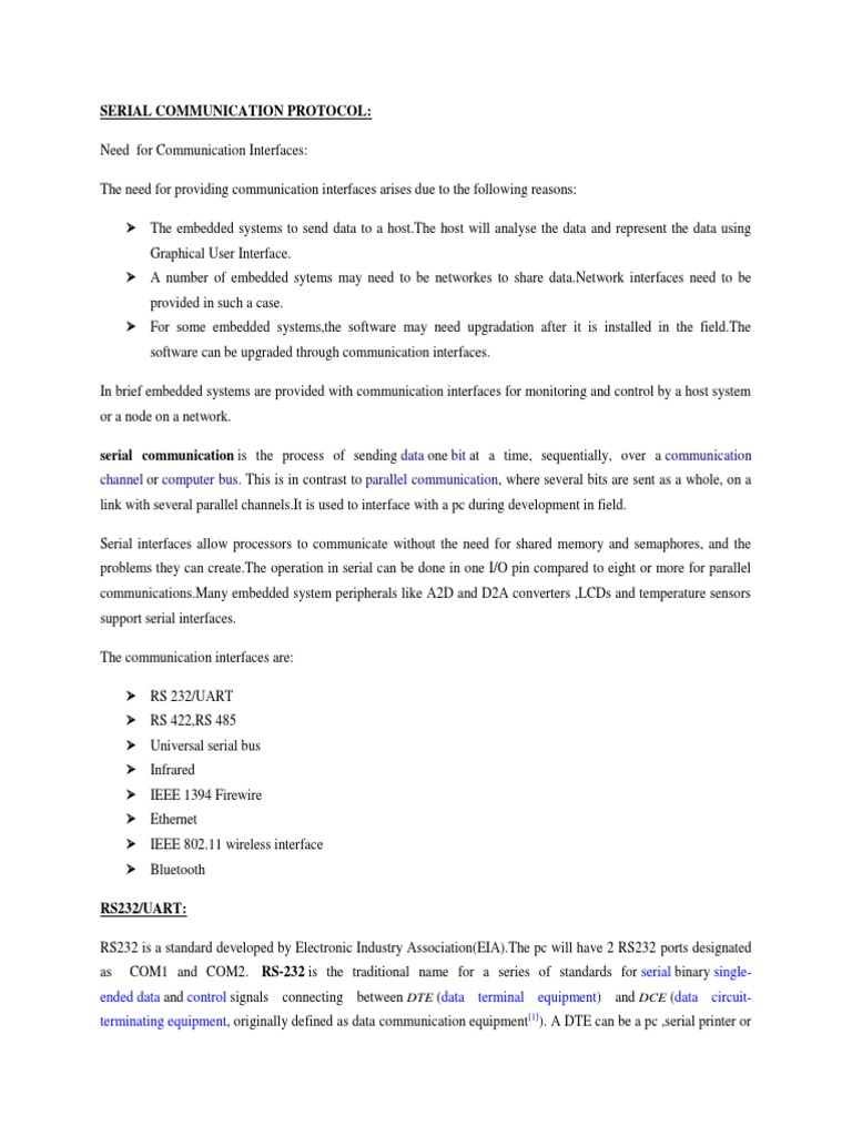 RS232/UART Serial Communication Protocols: Providing Interfaces for ...