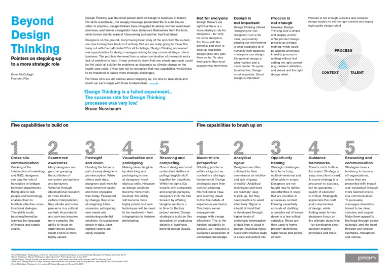 Beyond Design Thinking | PDF | Design Thinking | Strategic Management