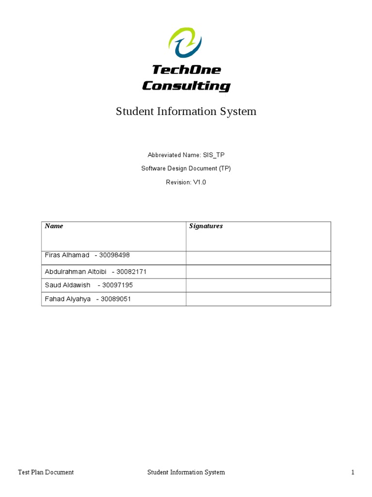 Student Information System Test Plan | PDF | Software Testing ...
