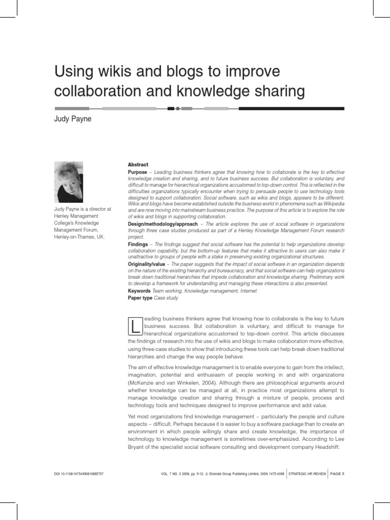 Wikis & Blogs: Boosting Collaboration | PDF | Social Software | Wiki