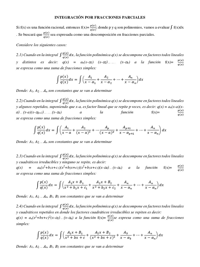 Integración Por Fracciones Parciales en Forma Manual y Con GeoGebra ...