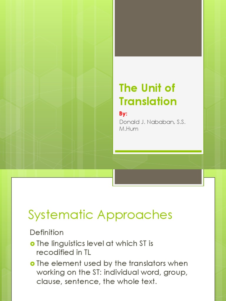 The Unit of Translation | PDF | Sentence (Linguistics) | Translations