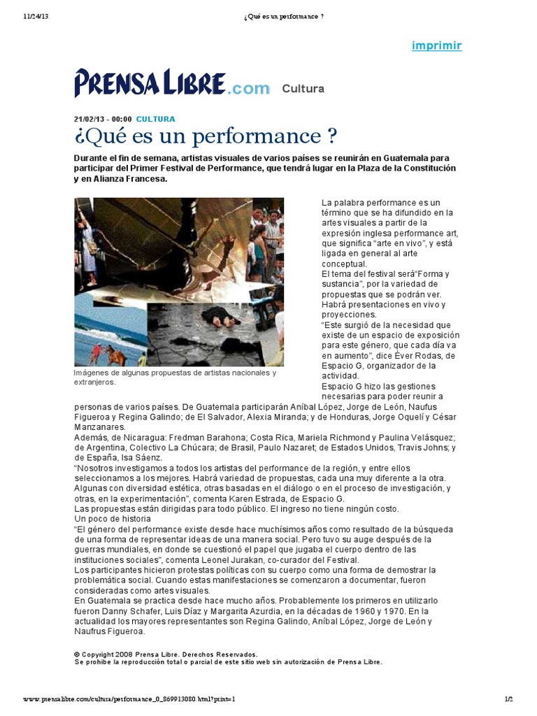 Que Es Un Performance | PDF | Guatemala | Arte de performance