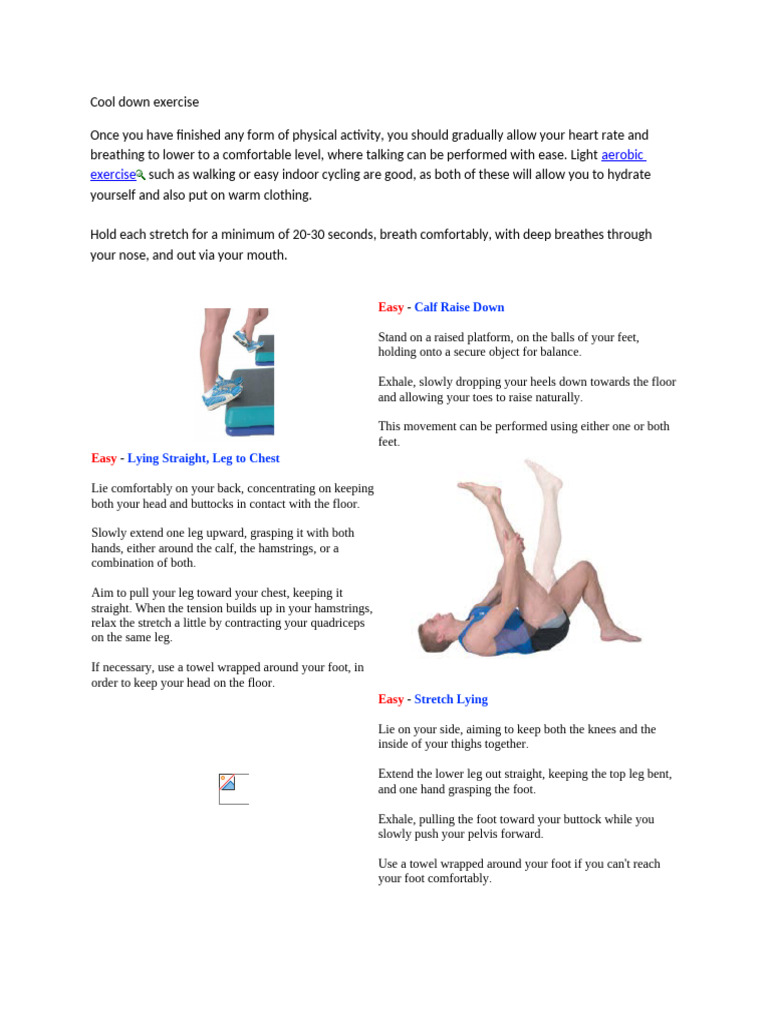 A Sequence of Warm-up Exercises and Stretches for Cooling Down After ...