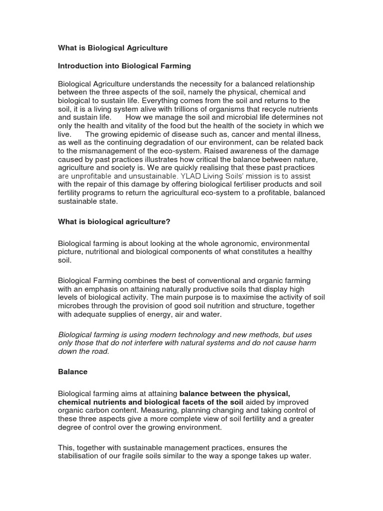What Is Biological Agriculture | PDF | Soil | Soil Fertility