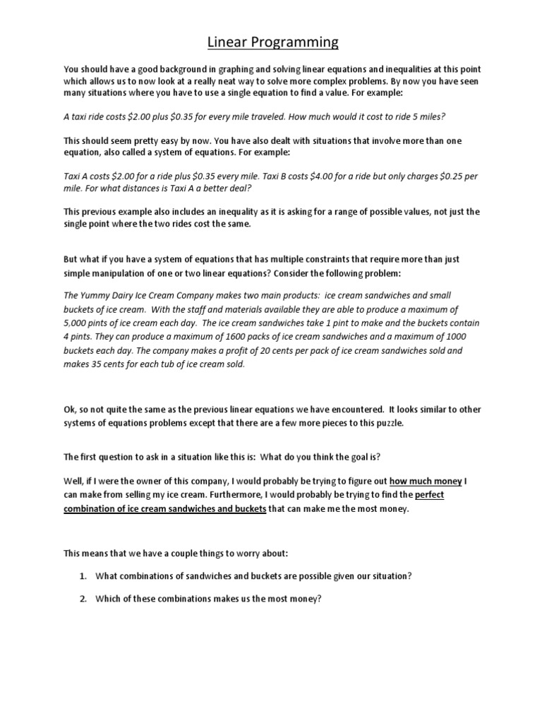 AI3 Linear Programming | Download Free PDF | Linear Programming | Equations
