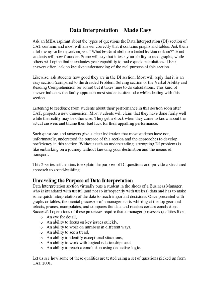 Data Interpretation Article | PDF | Fraction (Mathematics) | Teaching ...