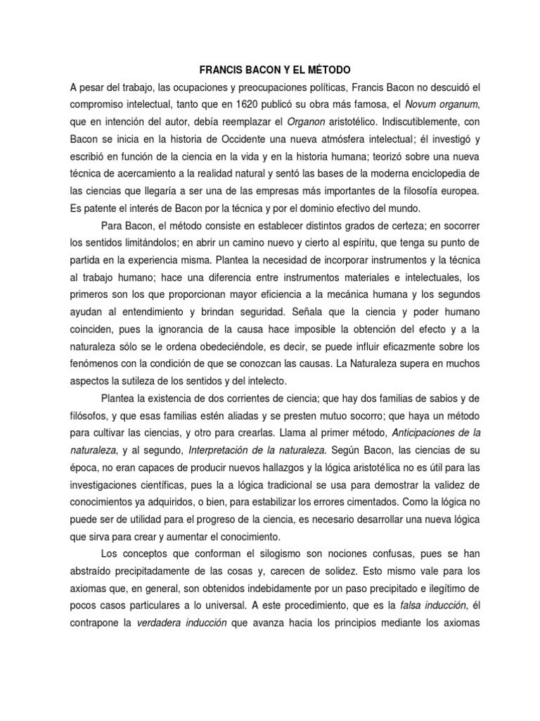 Francis Bacon y El Método | PDF | Francis Bacon | Método científico