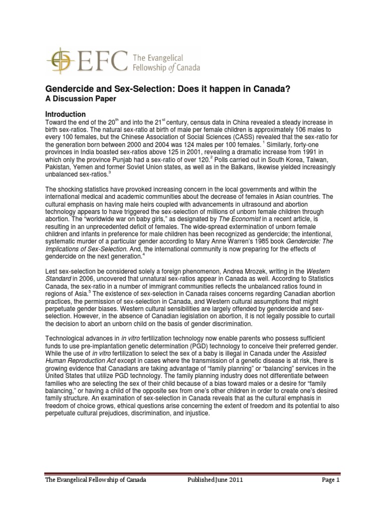 Gendercide and Sex Selection EFC | PDF | Abortion | Gender