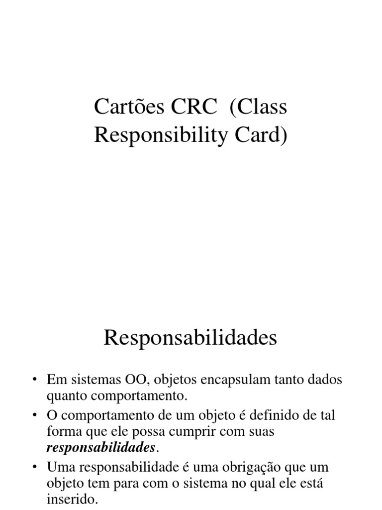 Cartões CRC (Class Responsibility Card) | PDF | Diagrama de caso de uso ...