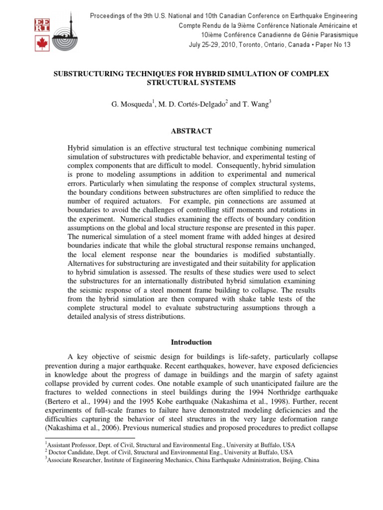 Substructuring Techniques For Hybrid Simulation of Complex Structural Systems | PDF | Simulation ...