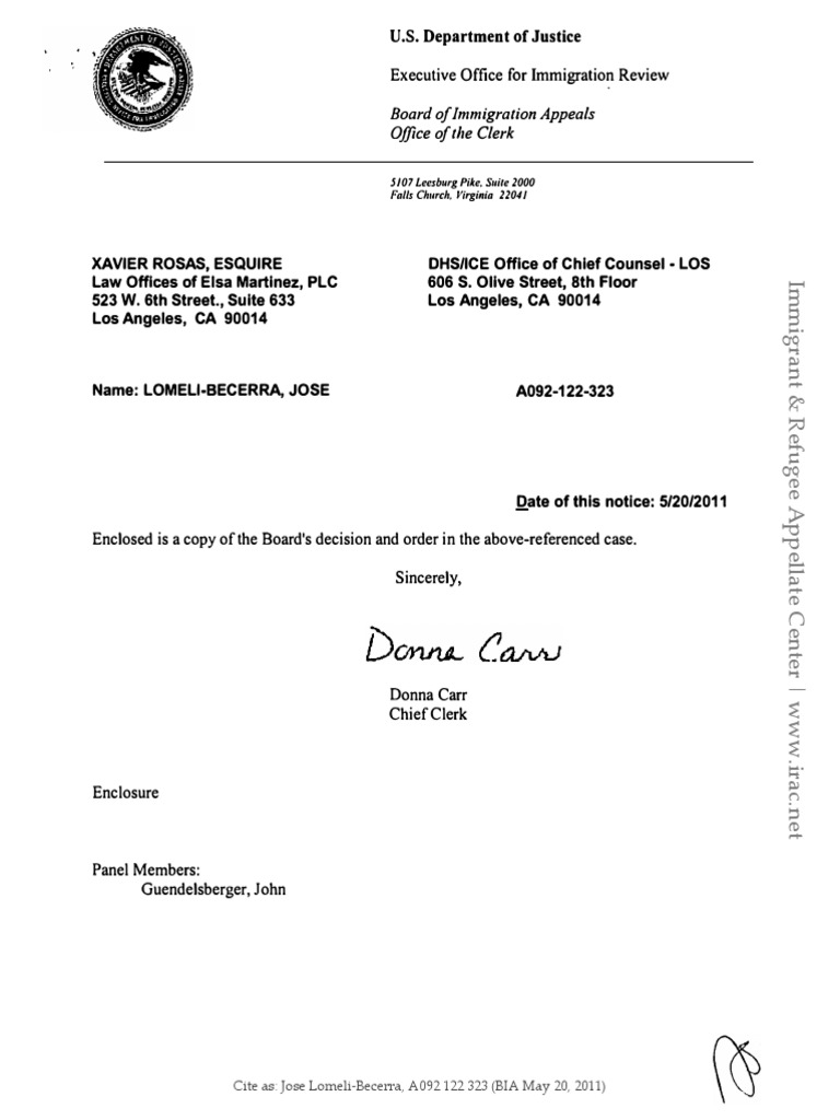 Jose Lomeli-Becerra, A092 122 323 (BIA May 20, 2011) | PDF | Courts ...