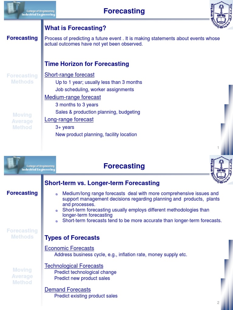 Class 06 - Forecasting 1 | PDF | Moving Average | Forecasting