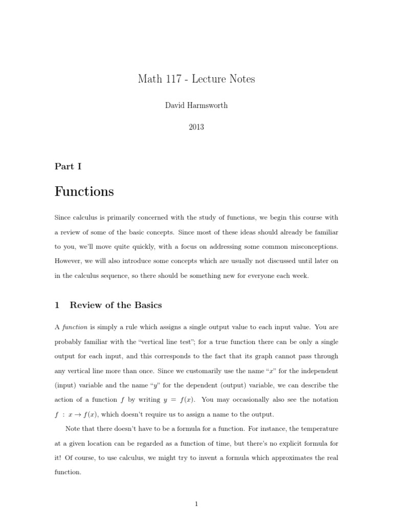 MATH 117 Lecture1and2 | PDF | Function (Mathematics) | Mathematical ...