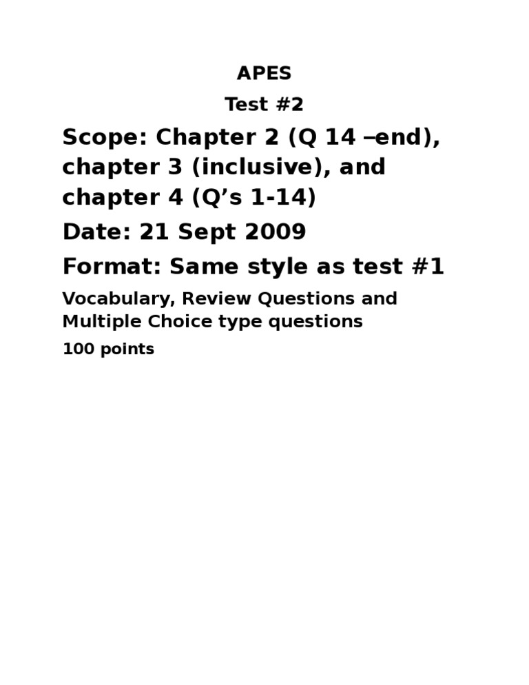 APES Test 2 Scope 21 Sept 2009 | PDF